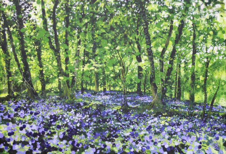 'Bluebells and Dormice,' spring bluebell painting by artist Joe Webster